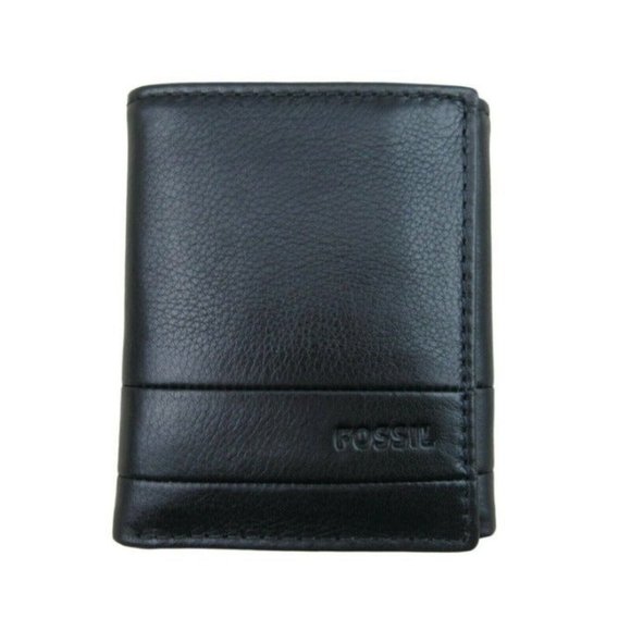 Fossil | Bags | Fossil Lufkin Trifold Black Leather Mens Wallet New ...